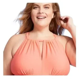 Kona Sol | Swim | Kona Sol Tummy Control High Neck Coral Halter ...